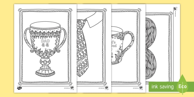 Father's Day Mindfulness Colouring Pages English/Mandarin Chinese