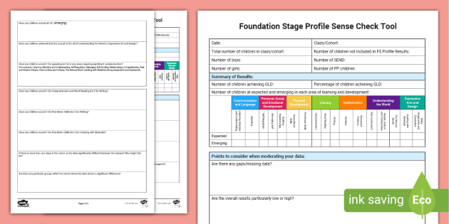 Foundation Stage Profile Sense Check Tool (teacher made)