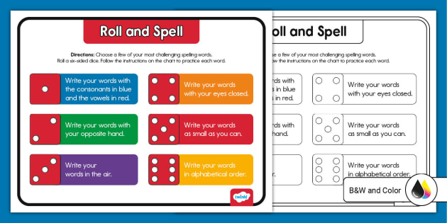 Roll and Spell Activity (teacher made)