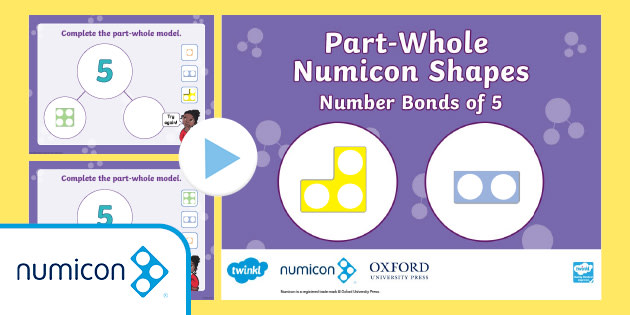 👉 Part-Whole Numicon Shapes Number Bonds of 5 PowerPoint
