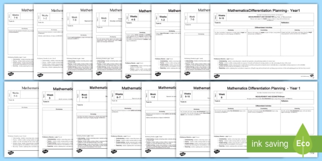 Year 1 Mathematics Planning Differentiated Resource Pack