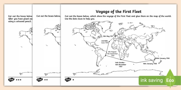 The First Fleet Mapping the Voyage Differentiated Worksheet