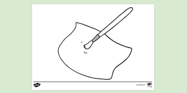 FREE! - Blot Paintbrush and Paper Colouring Sheet | Twinkl