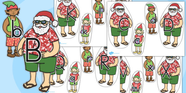 FREE! - Upper Case to Lower Case Letter Matching Activity Santa and Elves