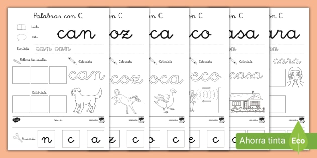 Hojas De Trabajo Con Palabras Con C Suave Página 3 Plantillas De