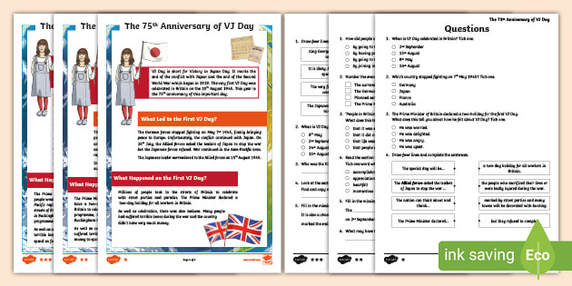 LKS2 The 75th Anniversary of VJ Day Differentiated Reading Comprehension