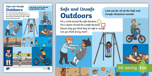 Safe and Unsafe Outdoors Activity Page (Teacher-Made)