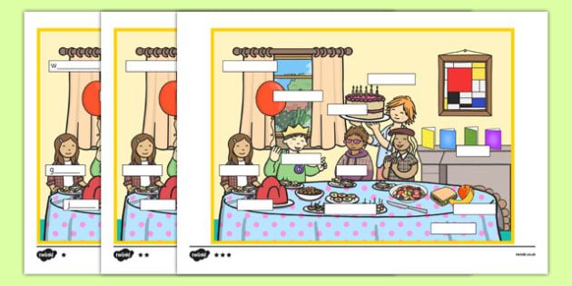 Birthday Party Differentiated Labelling Activity