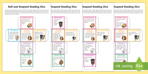 Roll and Respond Reading Dice Nets-Non-Fiction Roll and Respond Reading ...