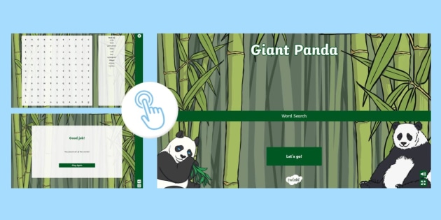 Giant Panda Interactive Word Search (teacher made)
