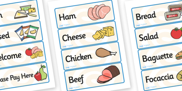 Sandwich Shop Role Play Labels-sandwich shop, role play, labels