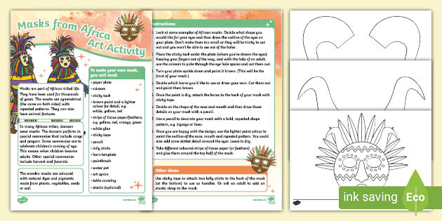 KS1 African Mask Designs Art Activity (teacher made)