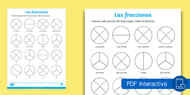 PDF Interactivo: Colorea las fracciones (teacher made)