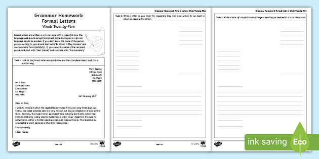 Grammar Homework Week Twenty-Five (teacher made)