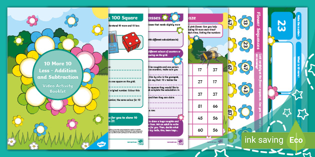 👉 10 More, 10 Less: Video Activity Booklet (Teacher-Made)