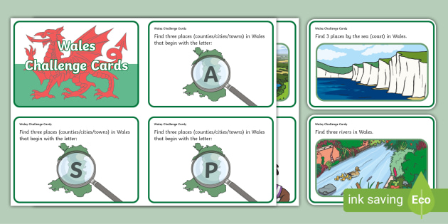 Beautifully Illustrated Wales Challenge Cards Activity