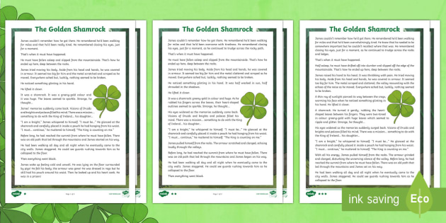 UKS2 The Golden Shamrock: A St. Patrick's Day Story Differentiated Story