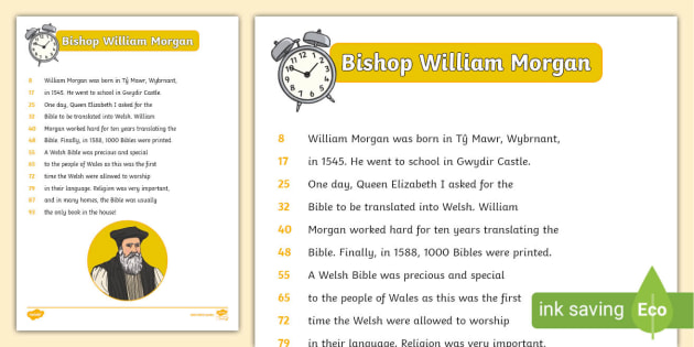 60-Second Reads: Bishop William Morgan (teacher made)