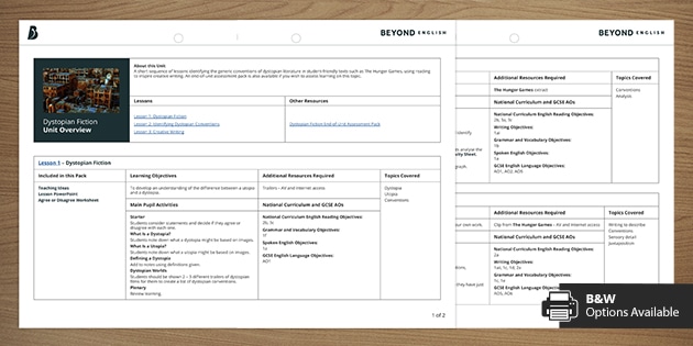 FREE! - Dystopian Fiction Unit Overview | KS3 English | Beyond