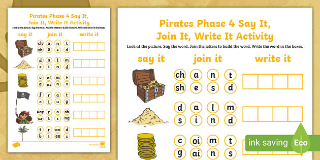 Pirates Phase 4 Say It, Join It, Write It Activity