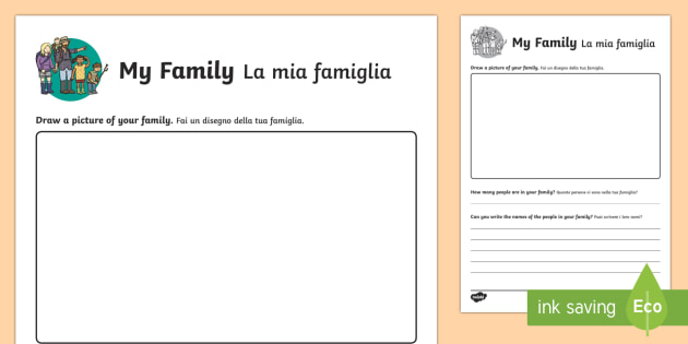 All About My family Worksheet / Worksheet English/Italian