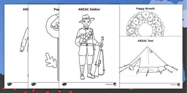 Anzac Day Colouring Sheets - F-4 - Events (teacher made)