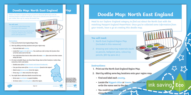 Doodle Map: North East England (Ages 5 - 11) (teacher made)