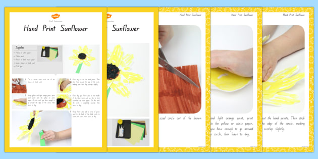Hand Print Sunflowers Craft Instructions (teacher made)