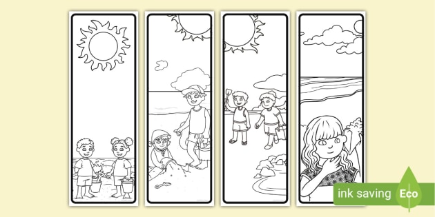 Beach Colouring Bookmarks (teacher made)