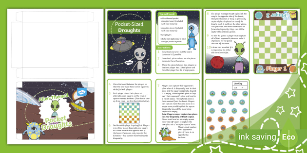 Alien-Themed Pocket Draughts (teacher made)