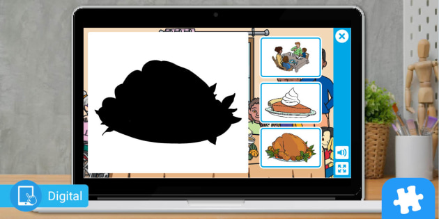 Fun Interactive Thanksgiving Shadow Matching Puzzle Game