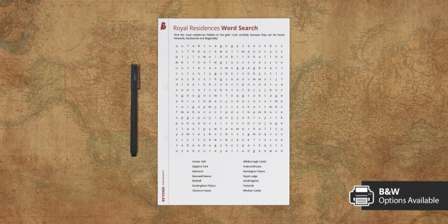 Royal Platinum Jubilee Royal Residences Word Search | Beyond