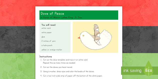 Dove of Peace Craft Instructions - Martin Luther King Jr, Martin