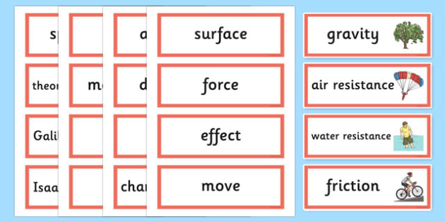Forces Scientific Word Cards (teacher made)