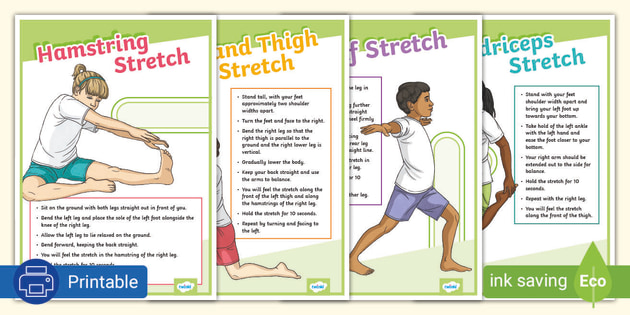 Stretching Physical Education Posters Productive Fitness Posters