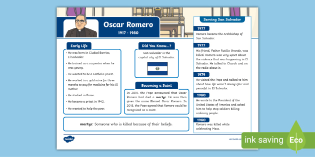 KS1 Oscar Romero Fact File (Teacher-Made)