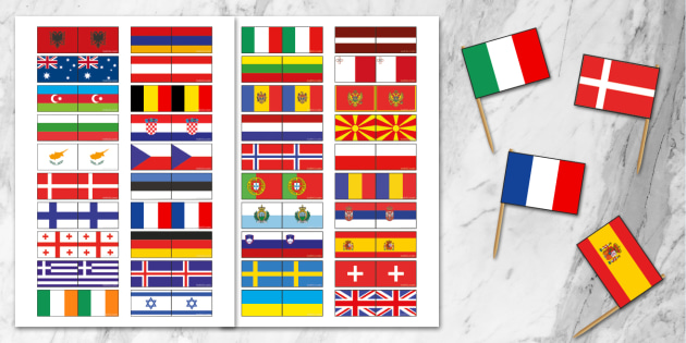 Eurovision Toothpick Flags or Cake Toppers | Twinkl Party