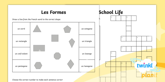 French: School Life Year 5 Home Learning Tasks