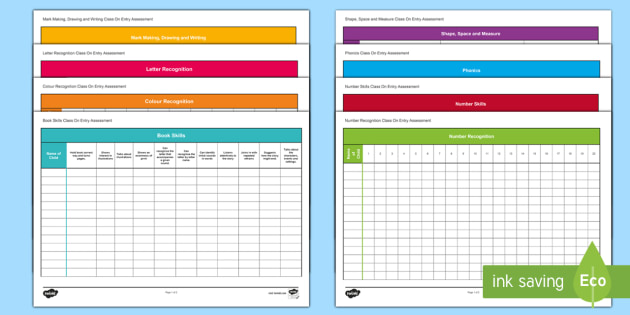 EYFS Reception On Entry Assessment Class Recording Pack