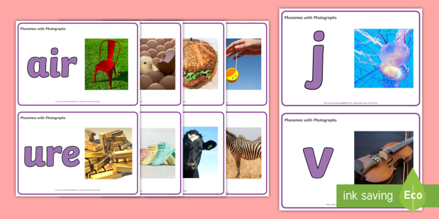 Phase 3 Phonemes with Photographs Flashcards (teacher made)