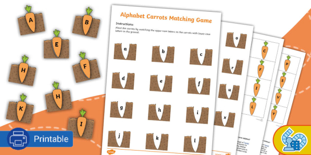 Alphabet Carrots Matching Game - Easter Activities