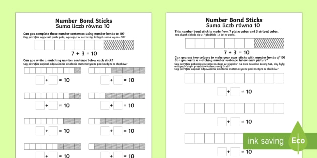 Number Bond Sticks Worksheet / Worksheets Polish Translation - English ...