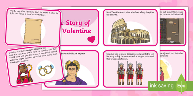 The Story of St Valentine Sequencing Cards 4 per A4