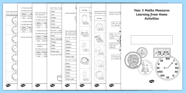 Learning from home Maths Workbooks Year 3 Measures Activity Booklet