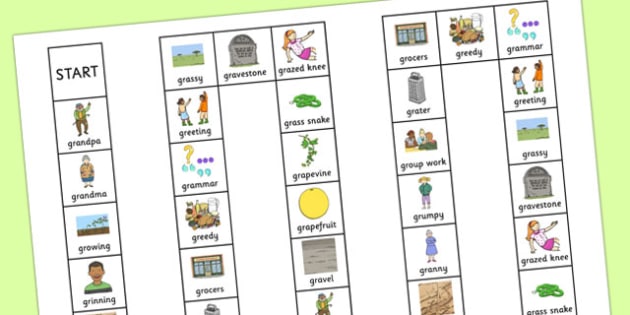 2 Syllable GR Board Game (teacher made)