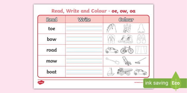Read, Write and Colour (teacher made)