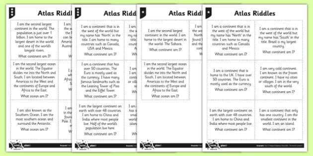 Atlas Riddles - Differentiated Worksheets (teacher made)