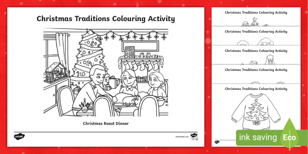 FREE! - Christmas Traditions Colouring Activity | Resources | Twinkl