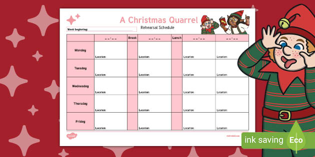 KS1 A Christmas Quarrel - Editable Rehearsal Schedule