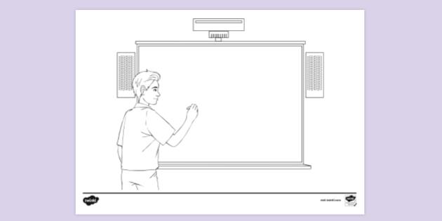 FREE! - Student Writing on Interactive White Board | Colouring Sheet